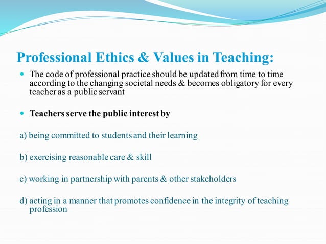 Professional Ethics and Values in Teaching | PDF