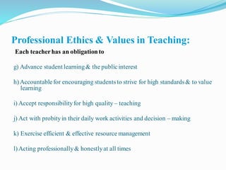 Professional Ethics and Values in Teaching | PDF