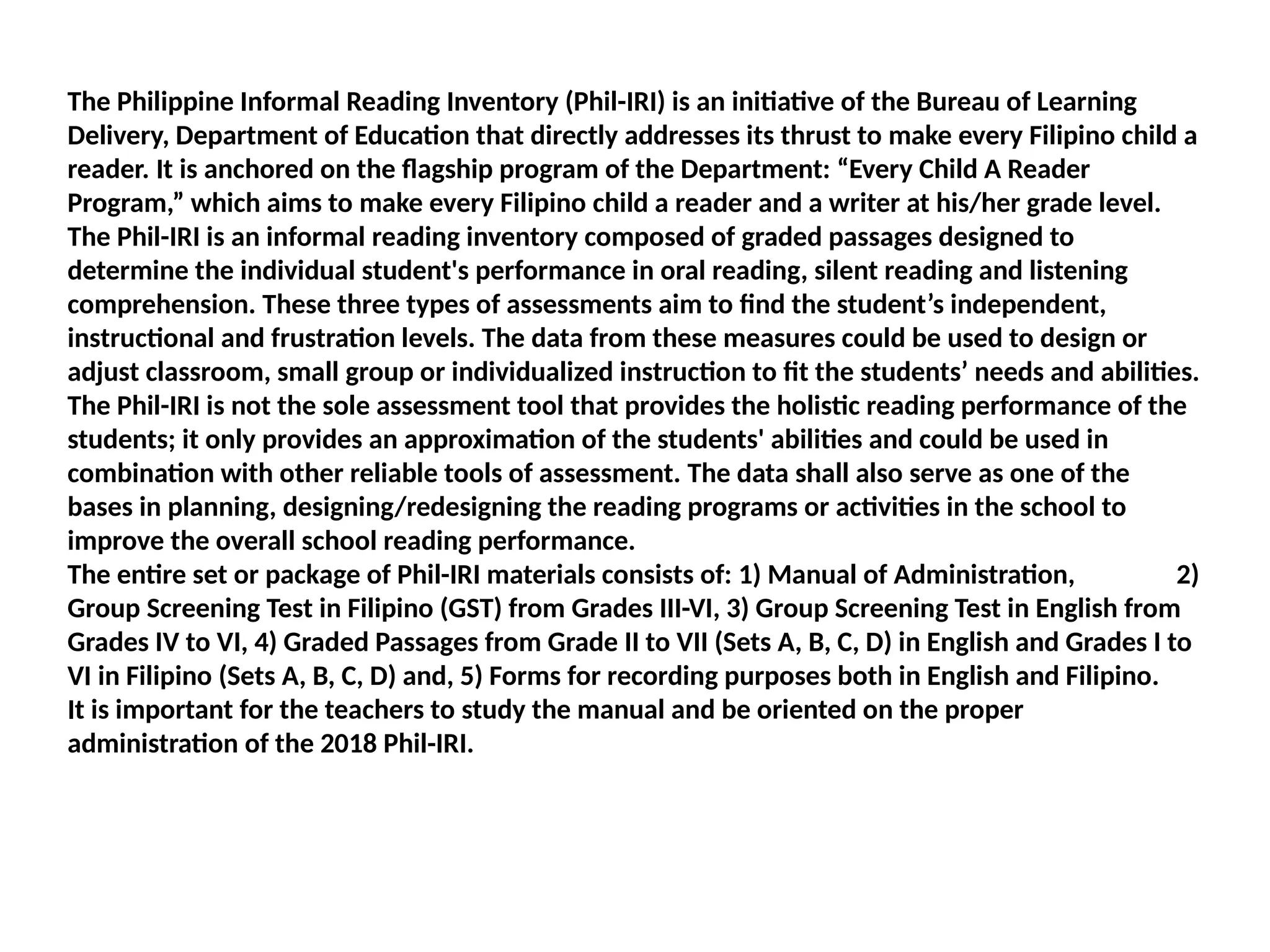 PPT-PHIL-IRI-2018. The Philippine Informal Reading Inventory (Phil-IRI ...