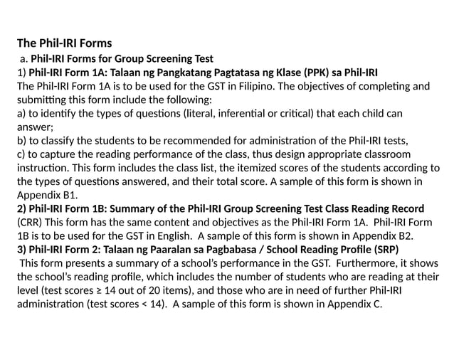 PPT-PHIL-IRI-2018. The Philippine Informal Reading Inventory (Phil-IRI ...