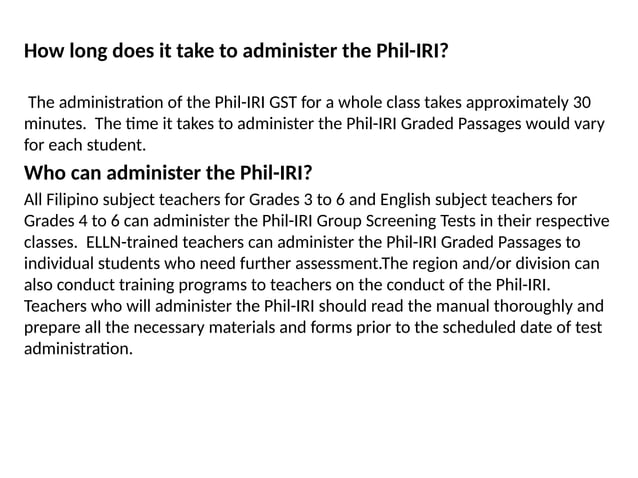 PPT-PHIL-IRI-2018. The Philippine Informal Reading Inventory (Phil-IRI ...