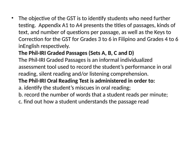PPT-PHIL-IRI-2018. The Philippine Informal Reading Inventory (Phil-IRI ...
