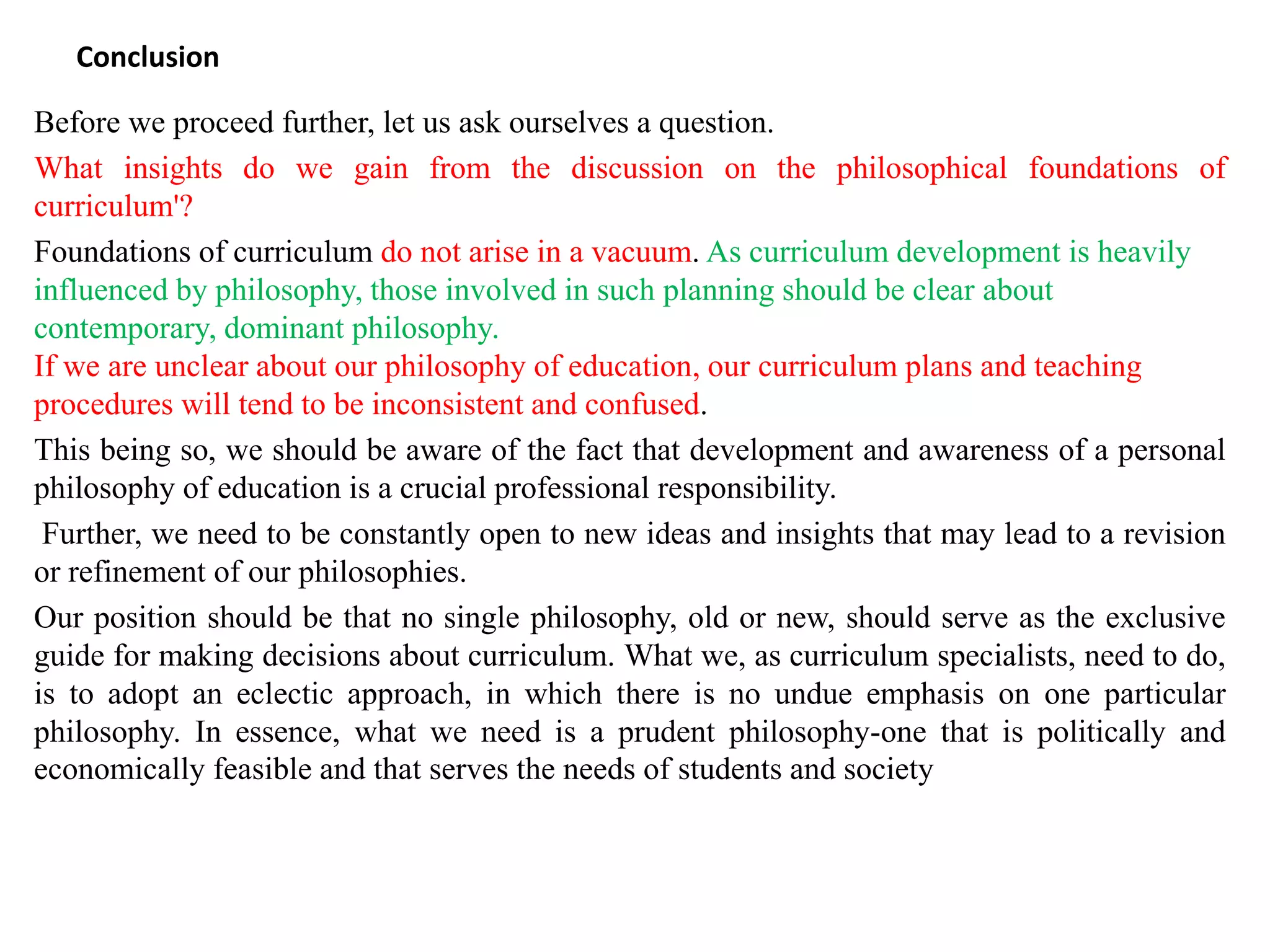 Philosophy and Curriculum | PPTX