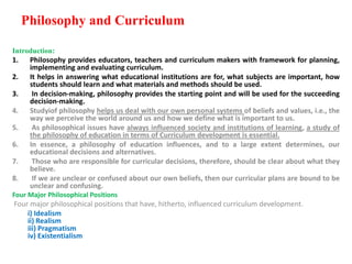 Philosophy and Curriculum | PPTX