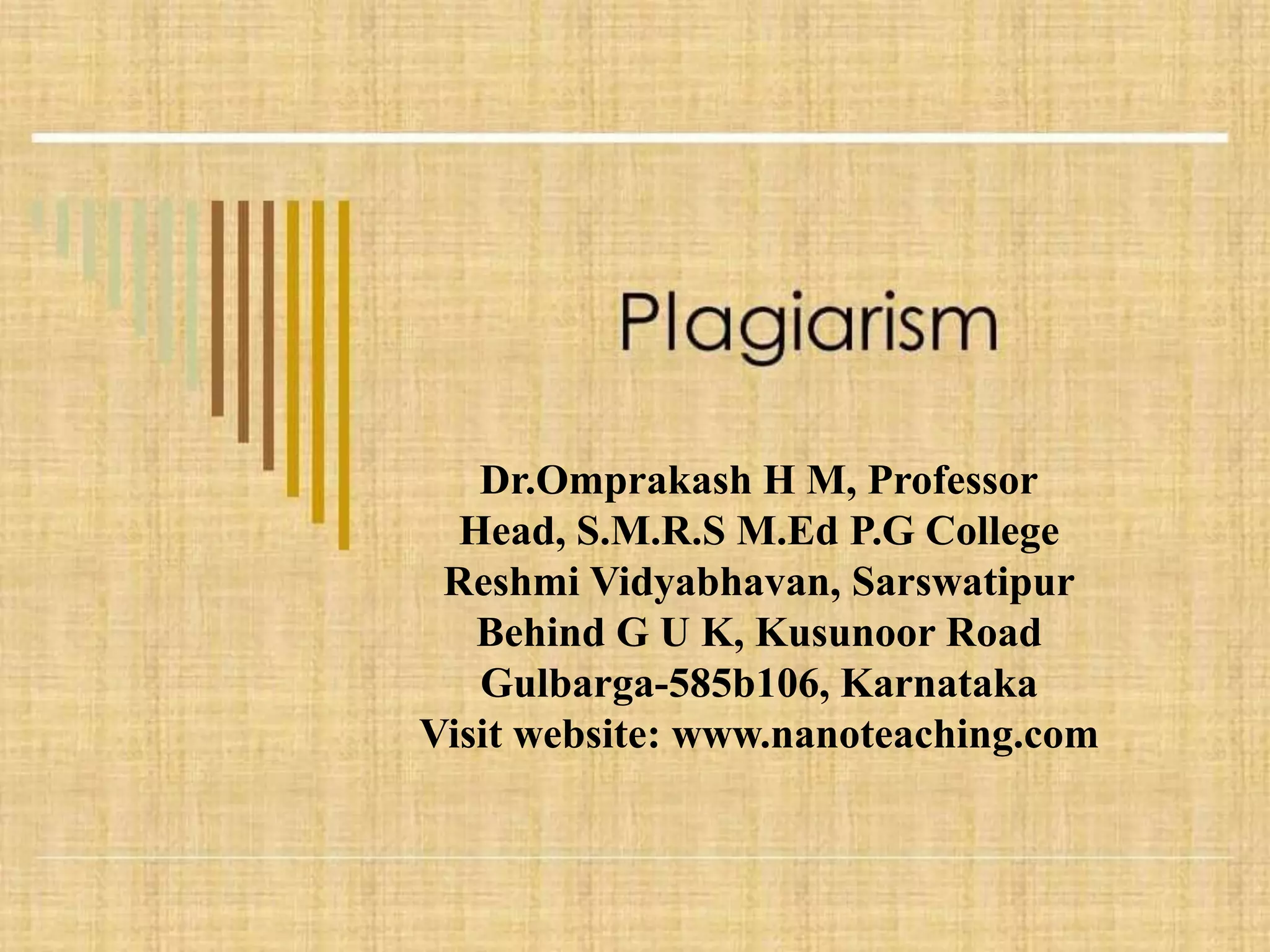 Dr.Omprakash H M-PPT Plagiarism | PPT