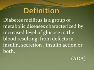 Ppt presentation on diabetes mellitus | PPT | Diabetes | Diseases and ...