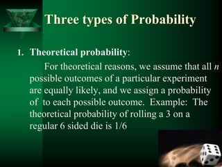 PROBABILITY AND IT'S TYPES WITH RULES | PPT