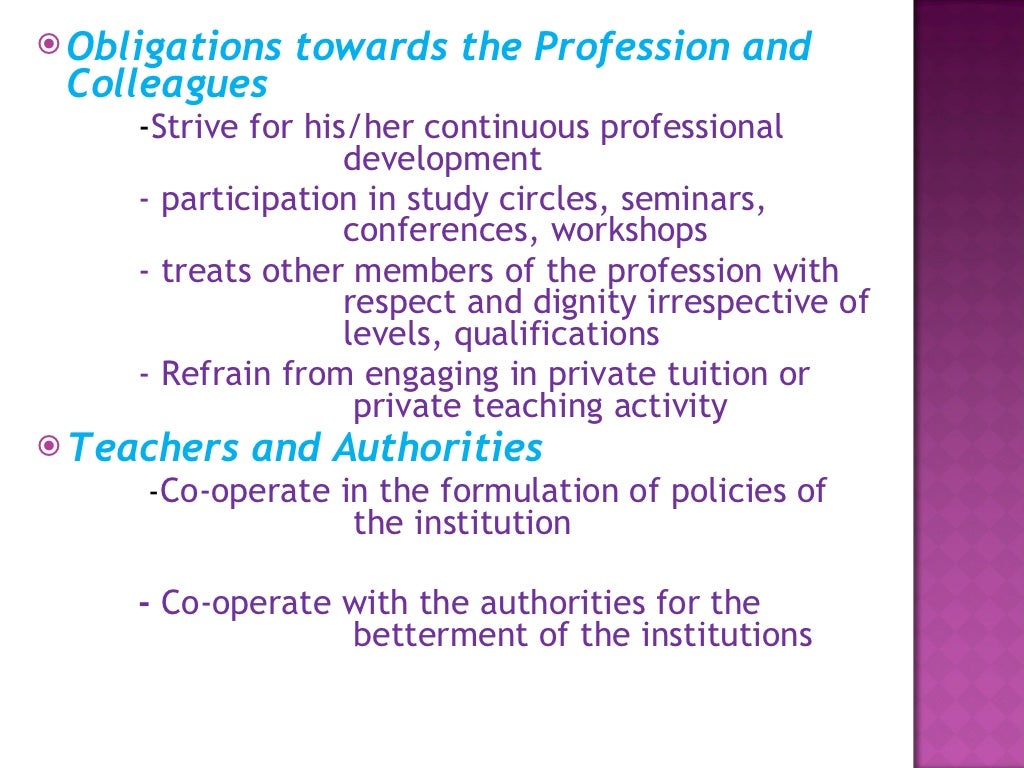 Professional Ethics for Teachers