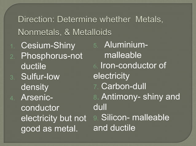 PPT - Properties of Metals Non-Metals Metalloids.pptx | Chemistry | Science