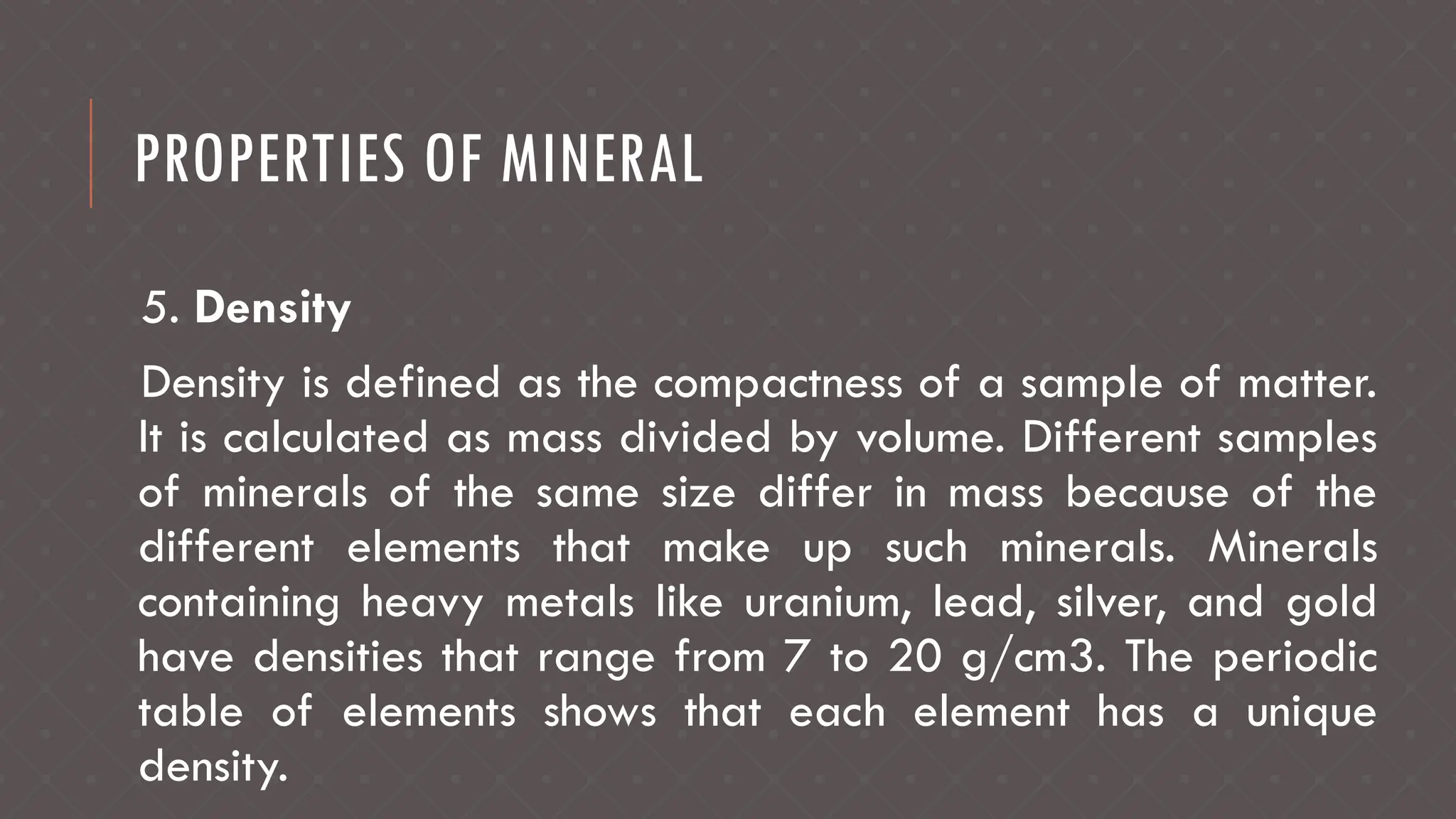 Identifying the Nine Common Properties of Minerals | PPTX | Chemistry | Science