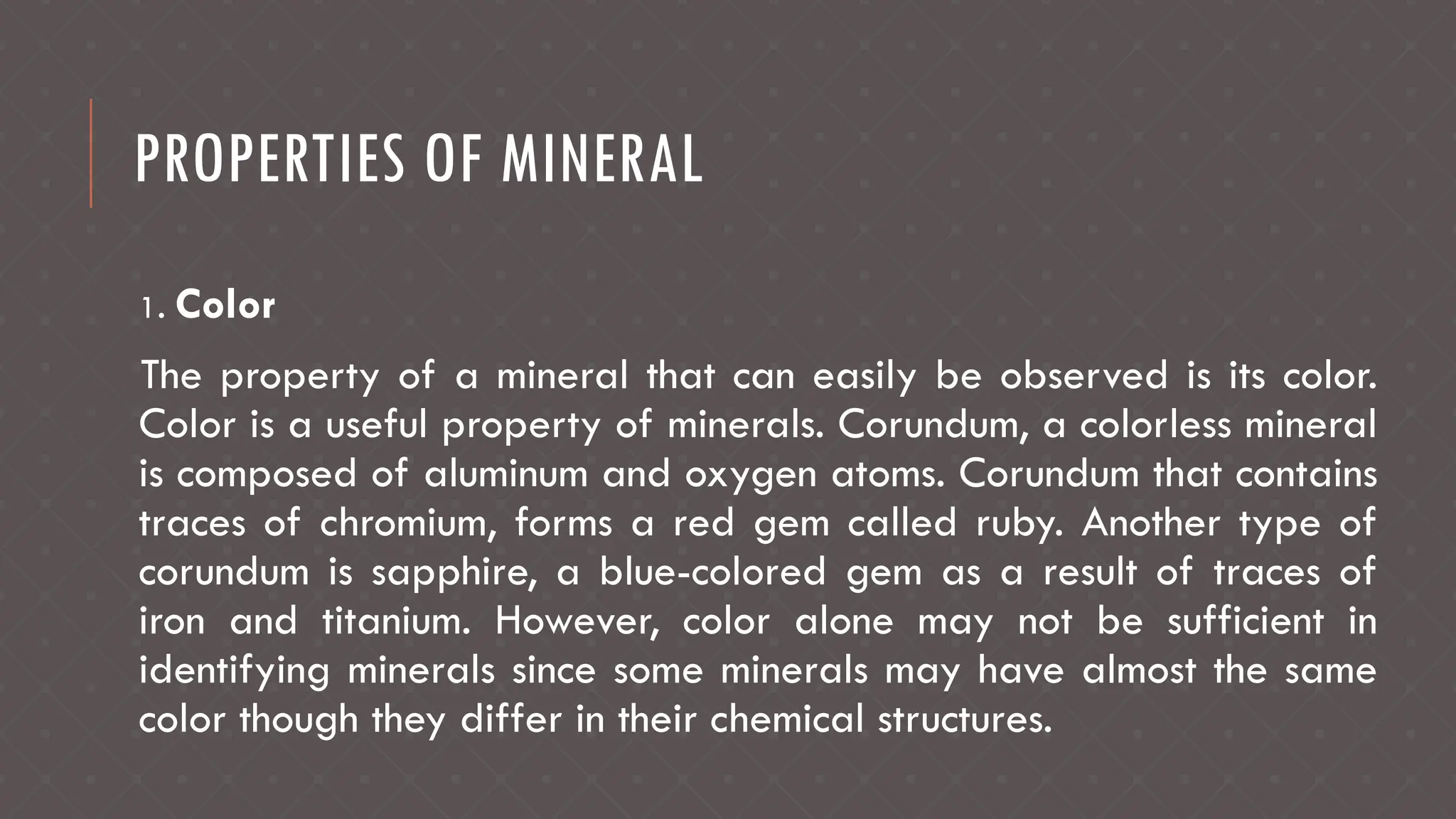 Identifying the Nine Common Properties of Minerals | PPTX | Chemistry ...