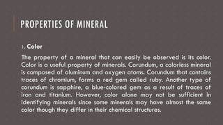 Identifying the Nine Common Properties of Minerals | PPTX | Chemistry ...