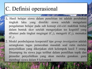MODEL PEMBELAJARAN KOOPERATIF TIPE GROUP INVESTIGATION DAN JIGSAW II | PPT