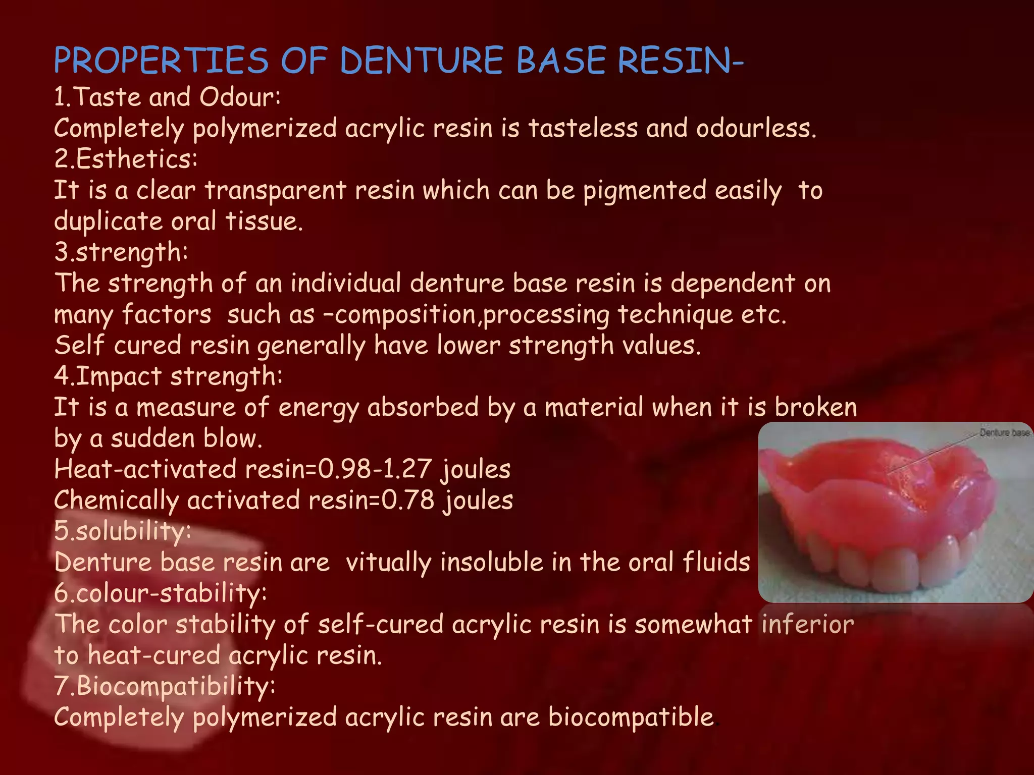 DENTURE BASE RESIN PPT. | PPTX