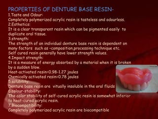 DENTURE BASE RESIN PPT. | PPTX