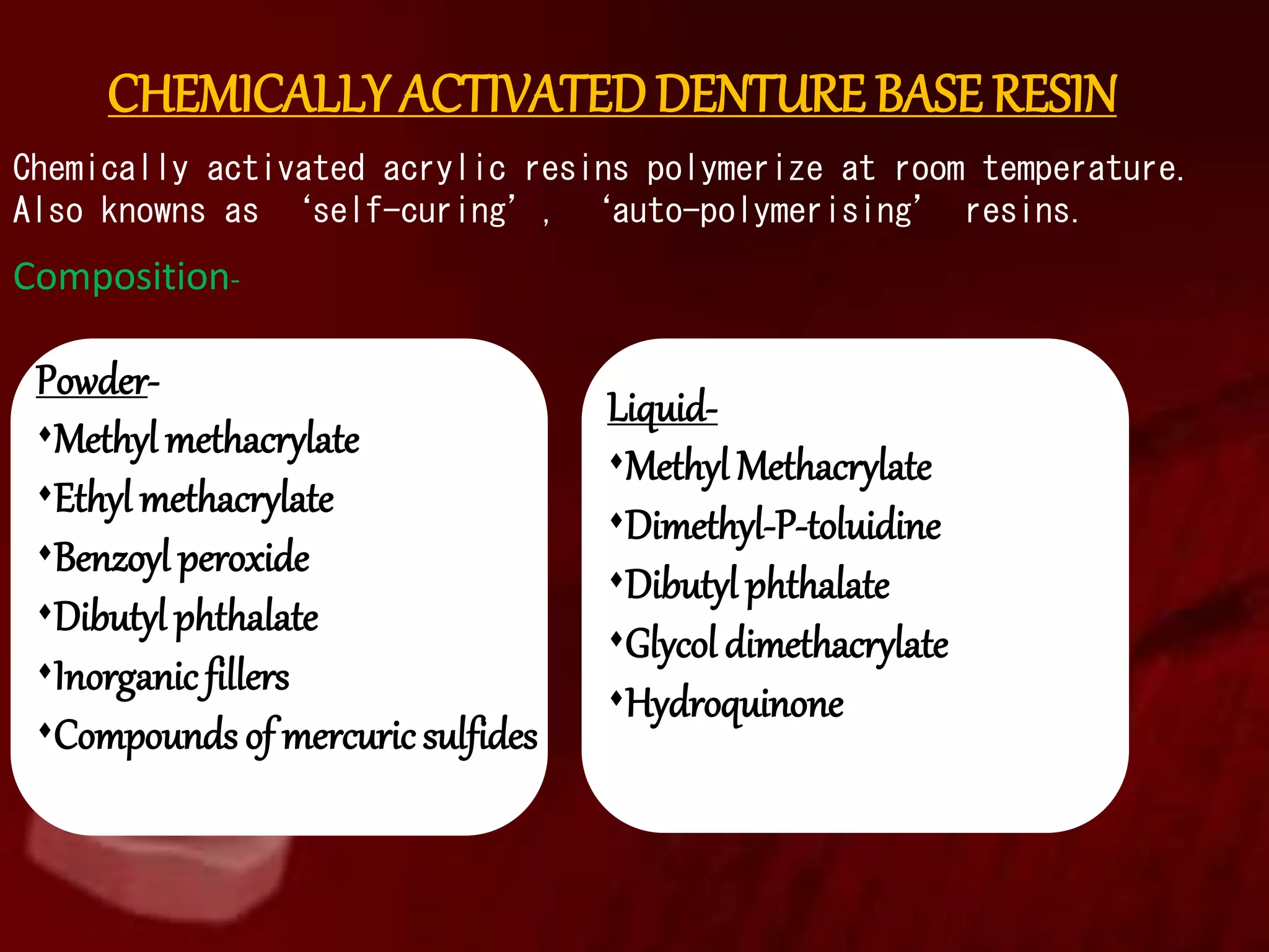 DENTURE BASE RESIN PPT | PPTX