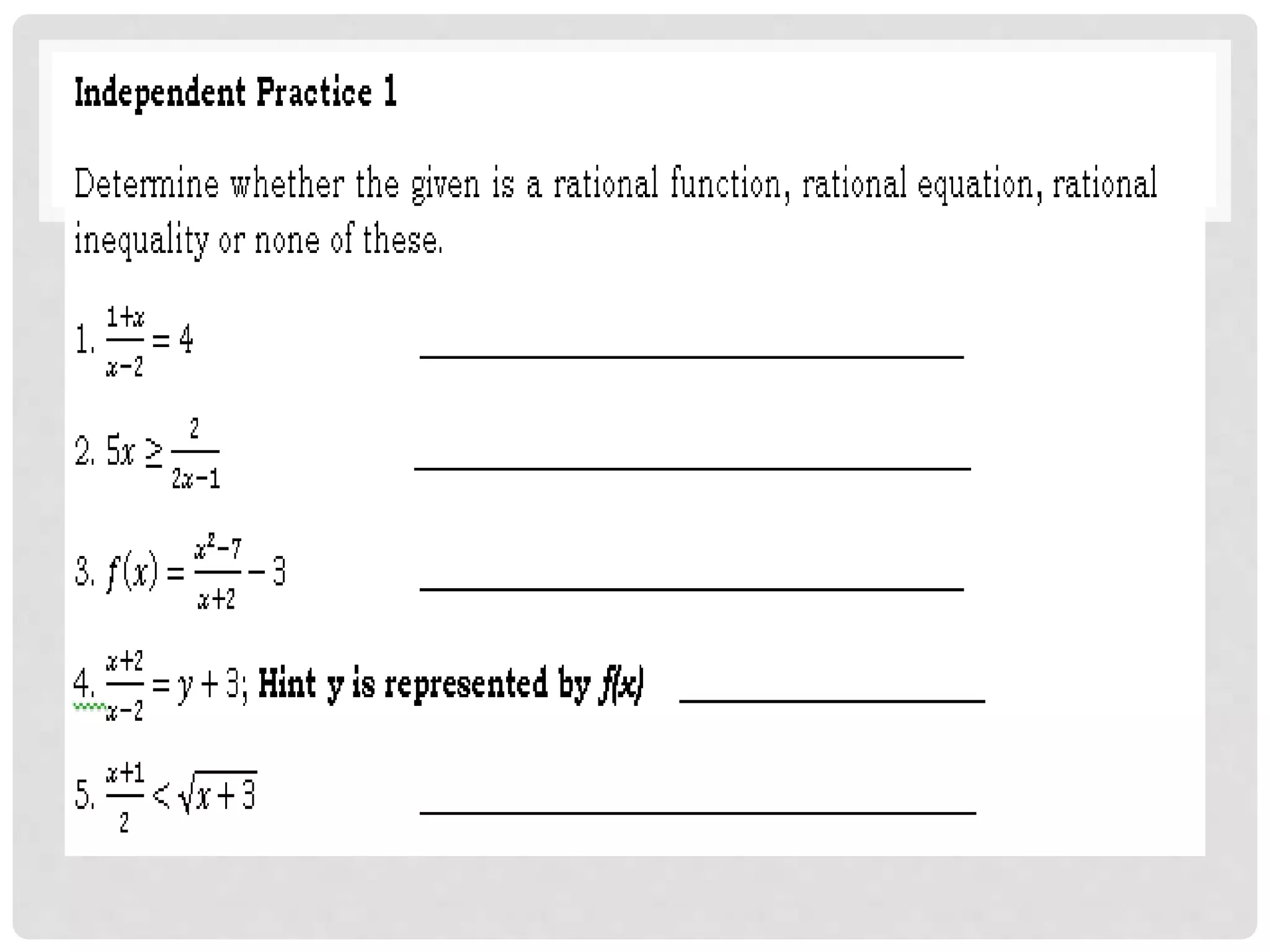 Ppt Rational Functions Equations And Inequalities Pptx Physics Science