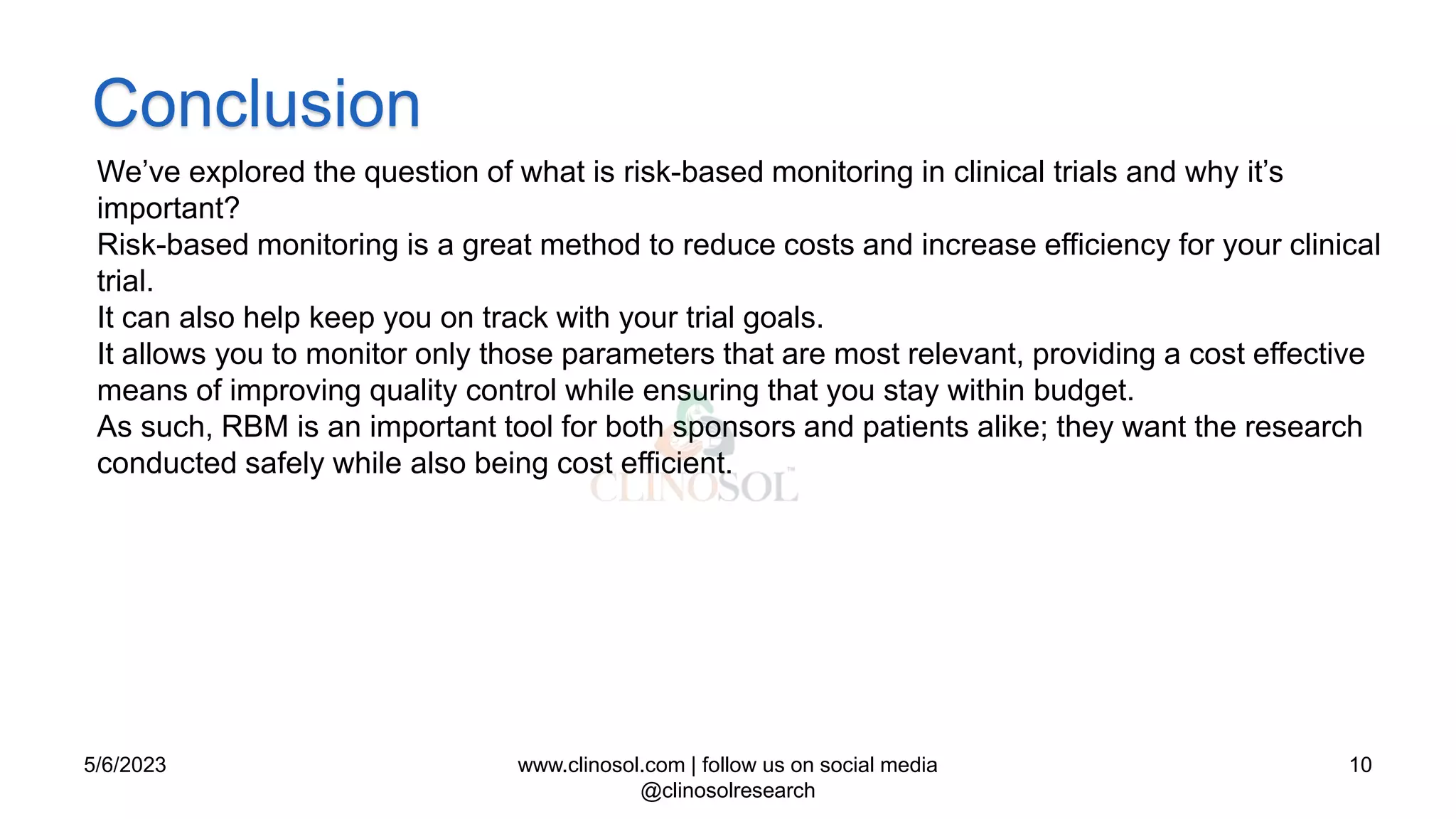Risk Based Monitoring in Clinical Trials. | PPTX