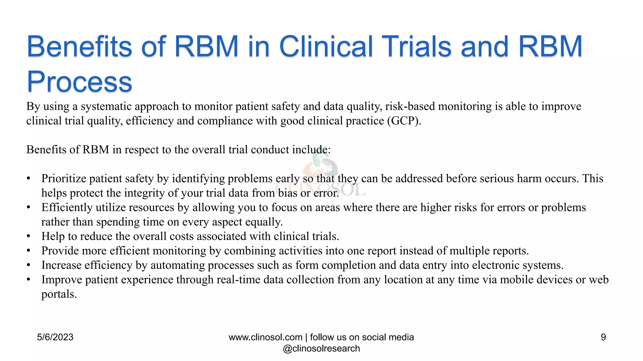 Risk Based Monitoring in Clinical Trials. | PPTX