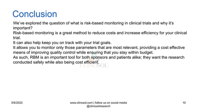 Risk Based Monitoring in Clinical Trials. | PPTX