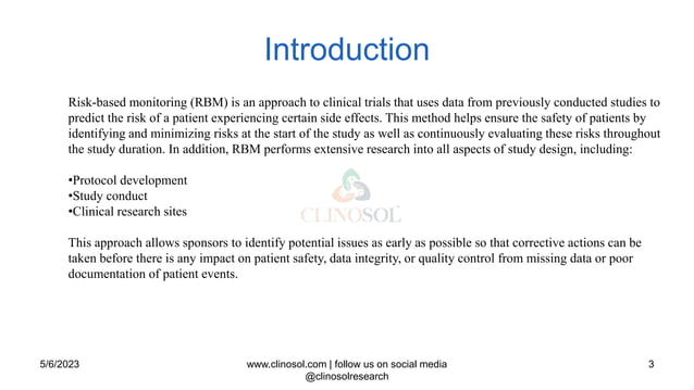 Risk Based Monitoring in Clinical Trials. | PPTX