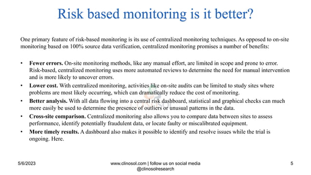 Risk Based Monitoring in Clinical Trials. | PPTX