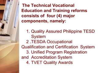 Ppt report on current issues (reforms on tech-voc education and ...