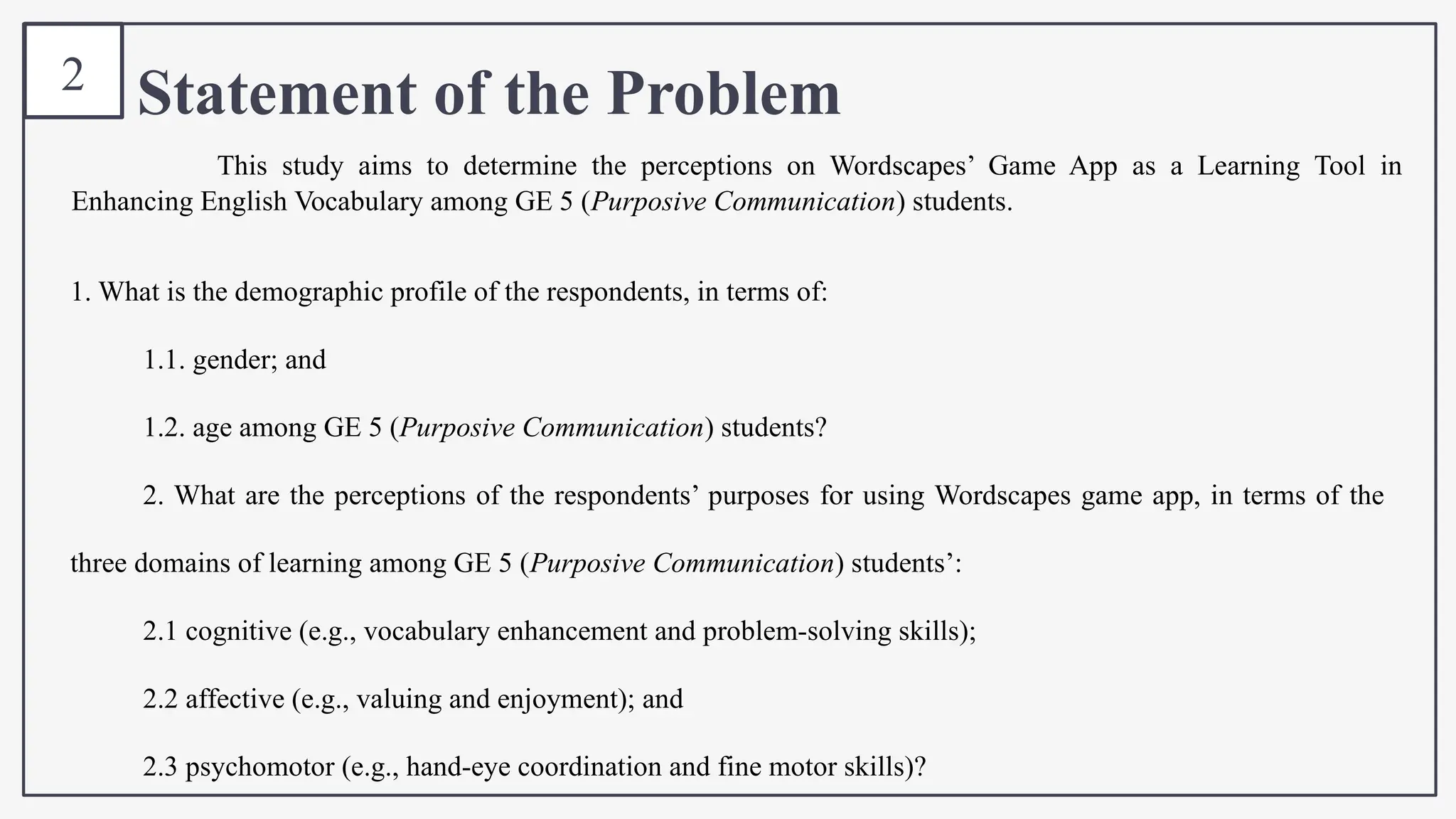 PPT-RESEARCH.pptx PERCEPTIONS ON WORDSCAPES GAME APP | PPTX