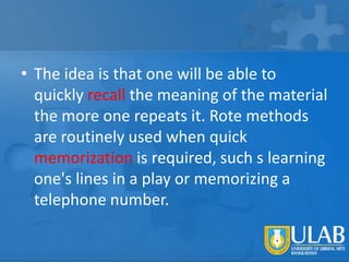 Rote Learning | PPTX