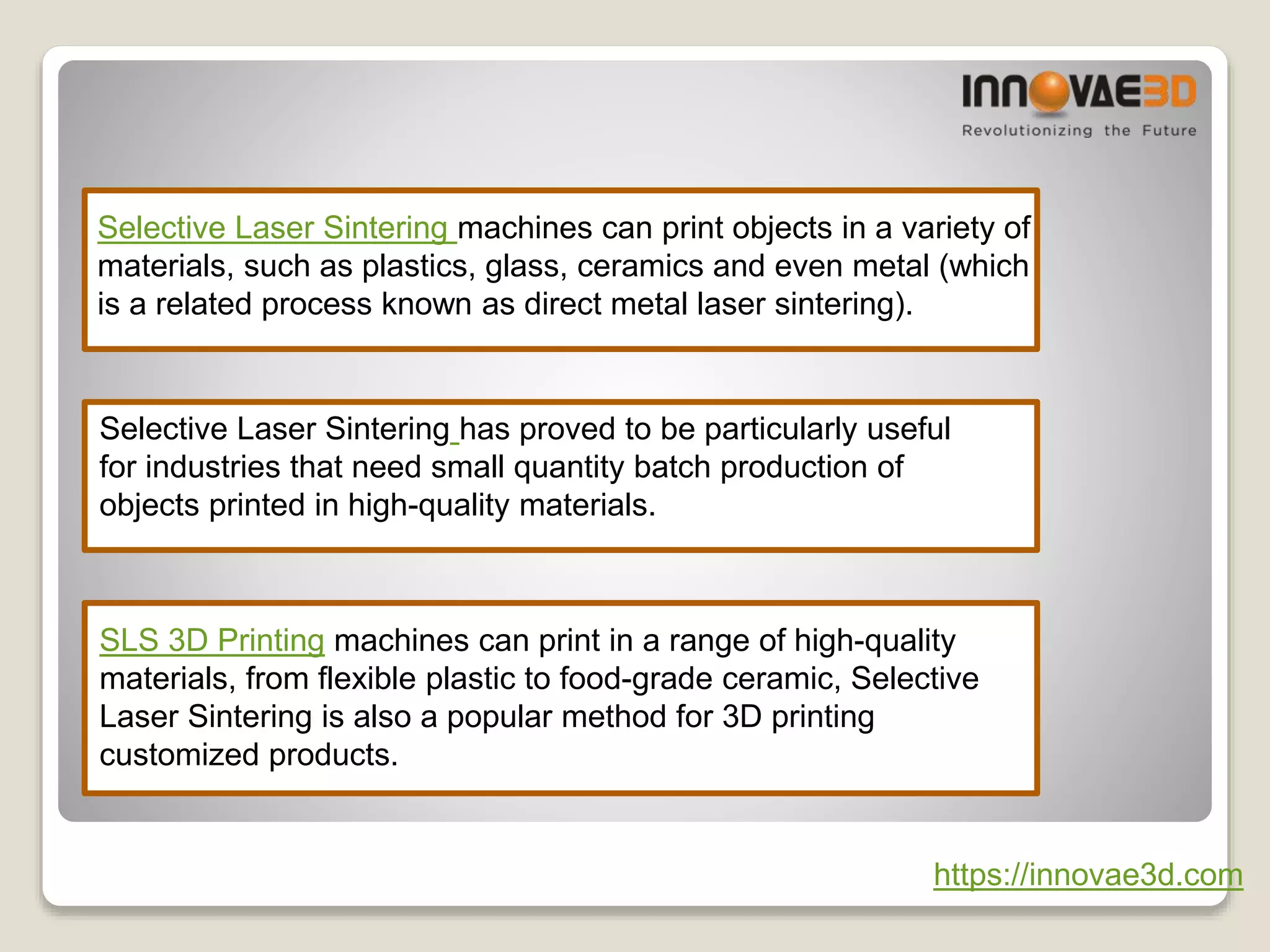 Selective Laser Sintering | SLS 3D Printing | Innovae3d | PPT