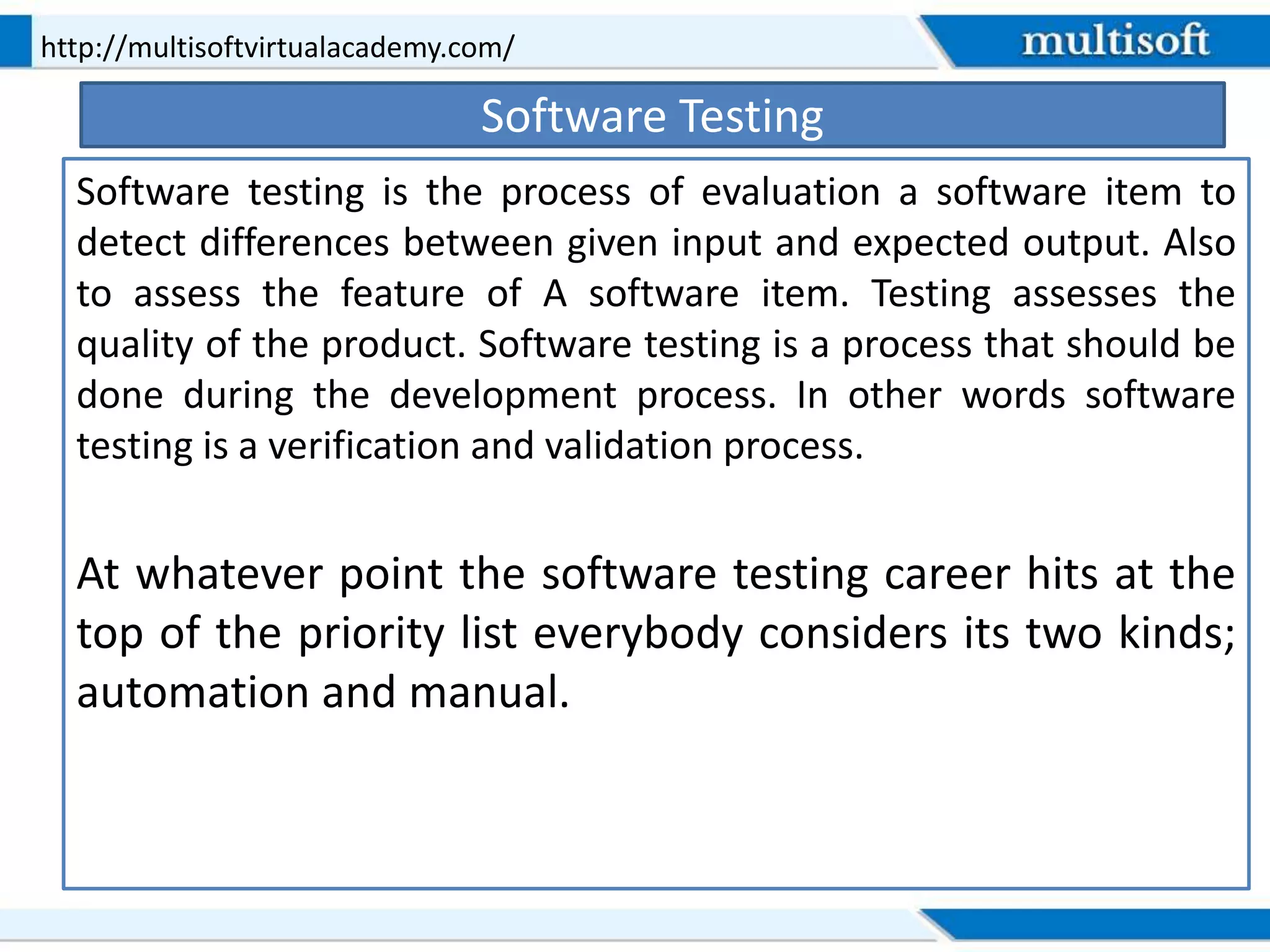 Software Testing Online Course | PPTX