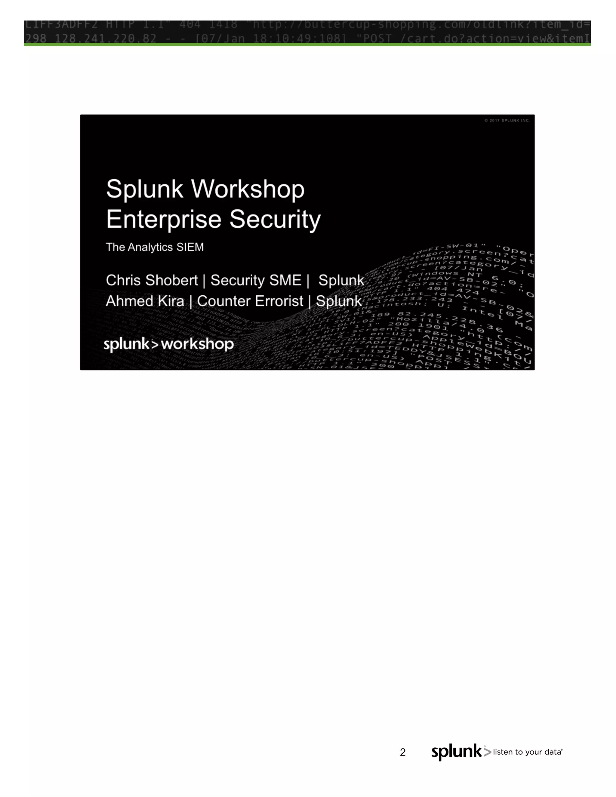 Analytics Driven SIEM Workshop | PDF