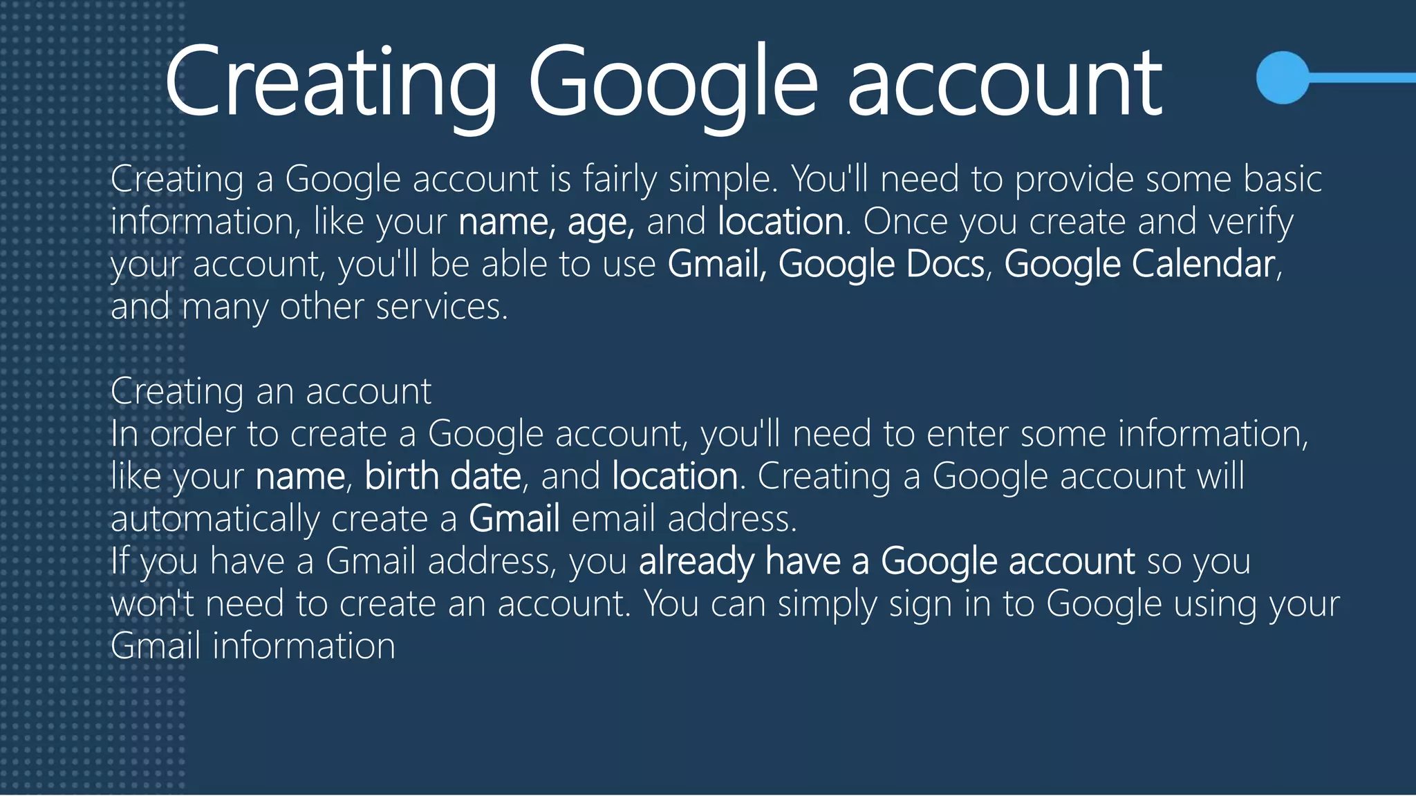 Ppt creating google account | PPTX