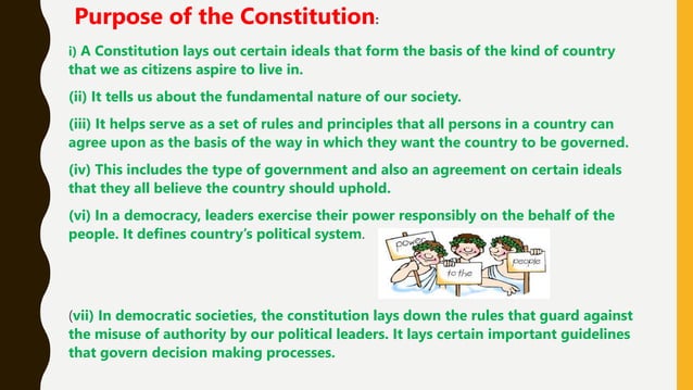 The Indian Constitution ppt | PPTX | Civic affairs | Politics