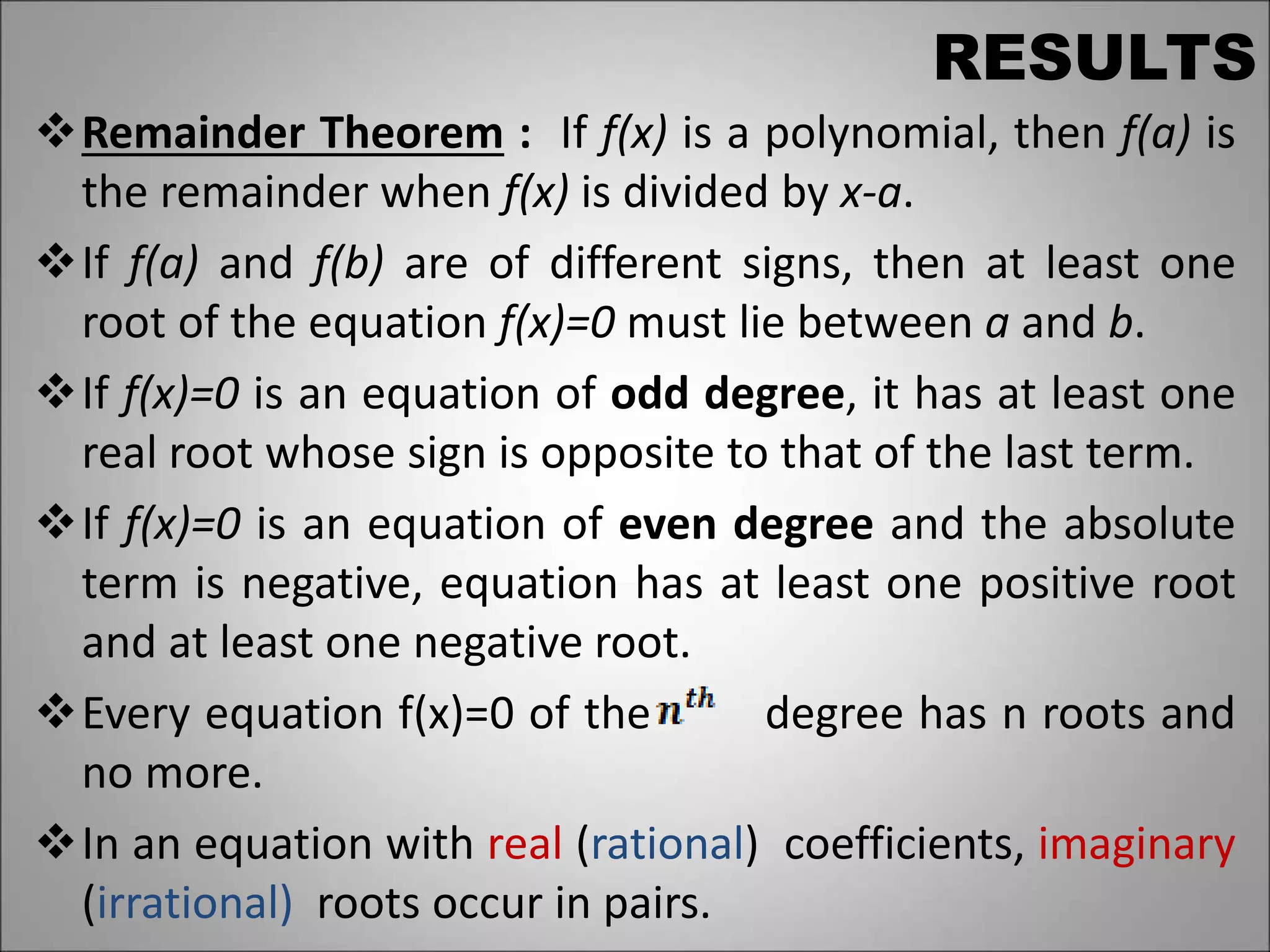 Theory of Equation | PPT | Physics | Science