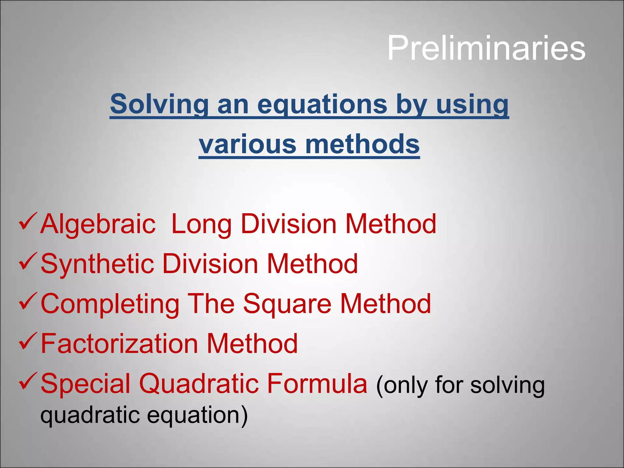 Theory of Equation | PPT | Physics | Science