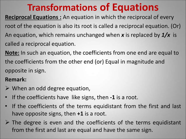 Theory of Equation | PPT | Physics | Science