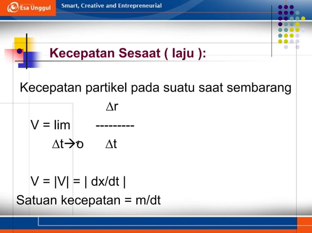 KINEMATIKA PARTIKEL MATA KULIAH FISIKA ELEK | PPT