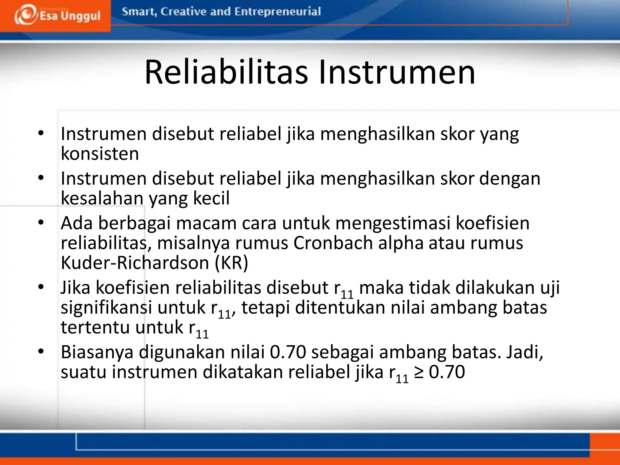 ppt tentang ketentuan dari penggunaan reliabilitas | PPT