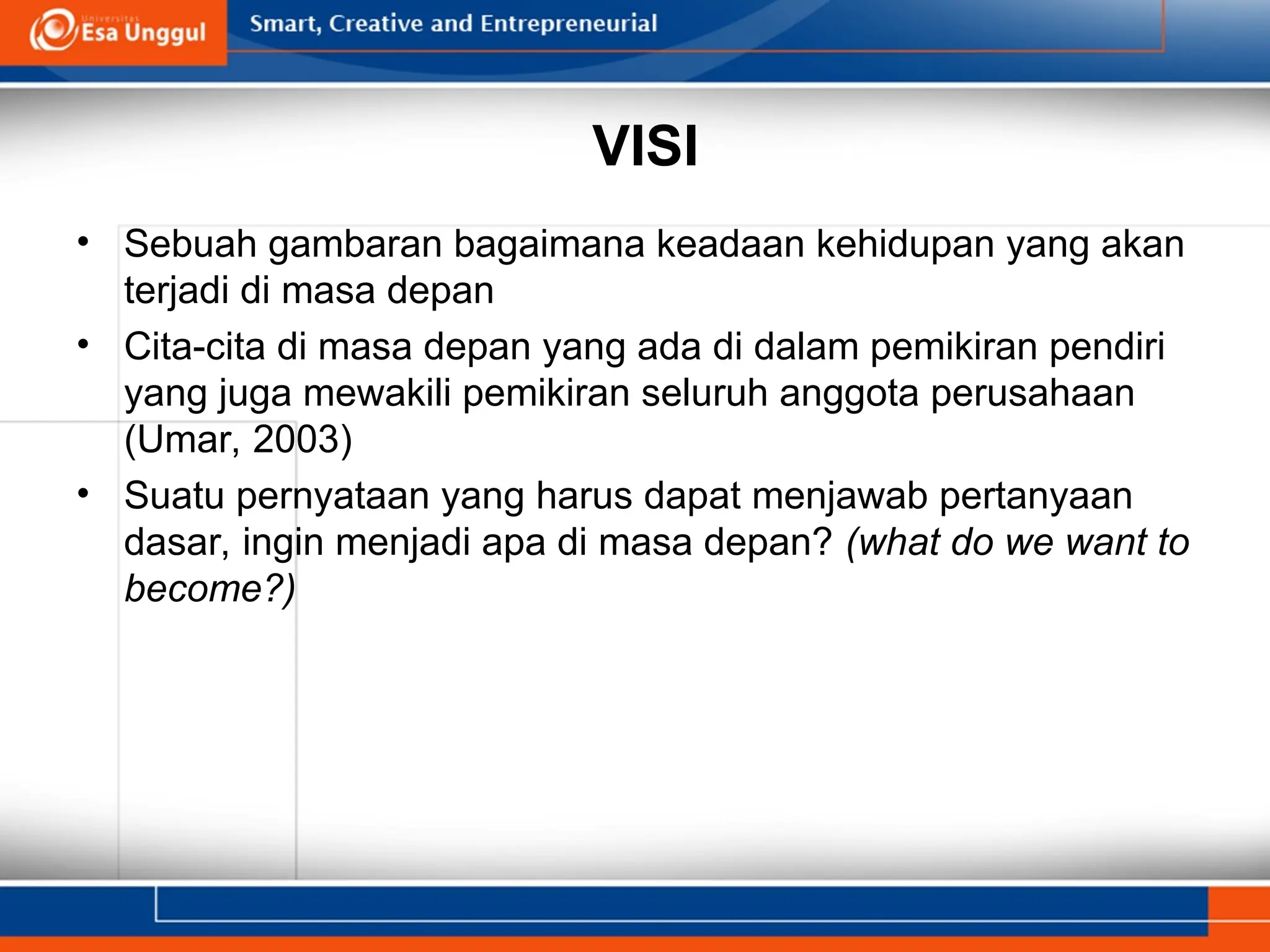penyusunan visi misi tujuan dan sasaran organisasi | PPT