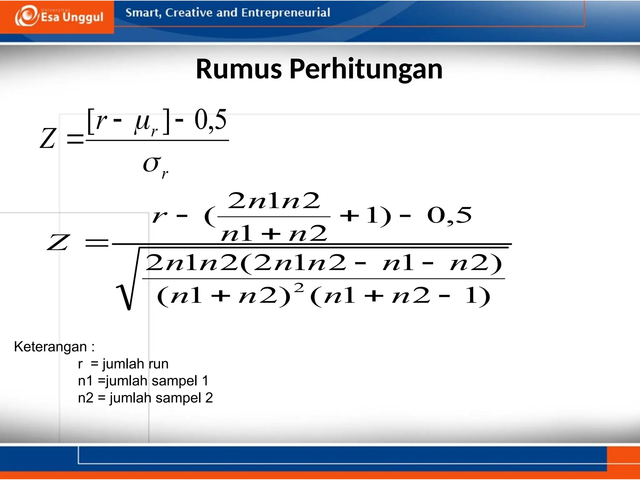 uji Run atau Run Test statistika non parametrik | PPTX
