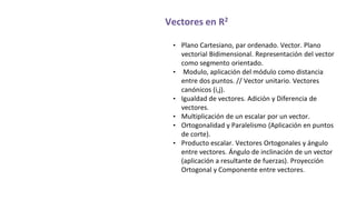 vectores,rectas y plano en bidimensional(r2) y tridimensional (r3) | PDF