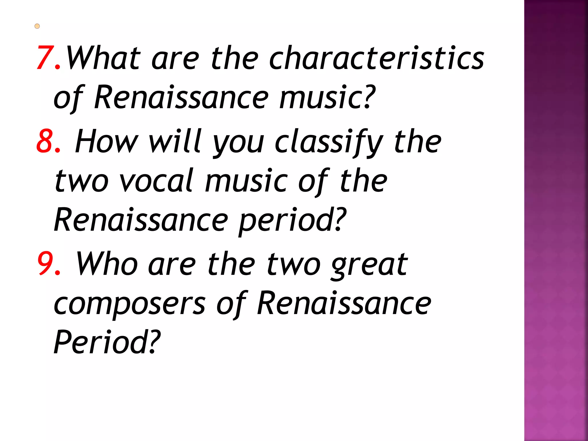 Music of the Medieval-Renaissance-Baroque Period | PDF