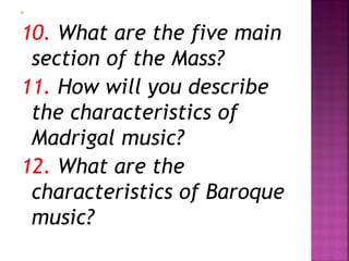Music of the Medieval-Renaissance-Baroque Period | PDF