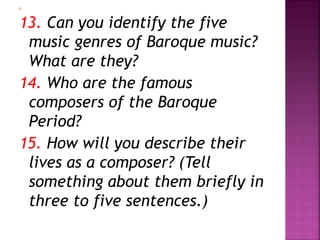 Music of the Medieval-Renaissance-Baroque Period | PDF