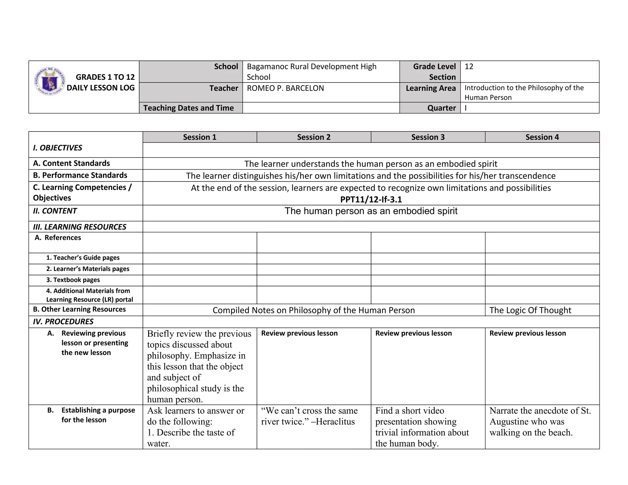 PPT-Week-f-Embodied-Spirit1 daily lesson | DOCX
