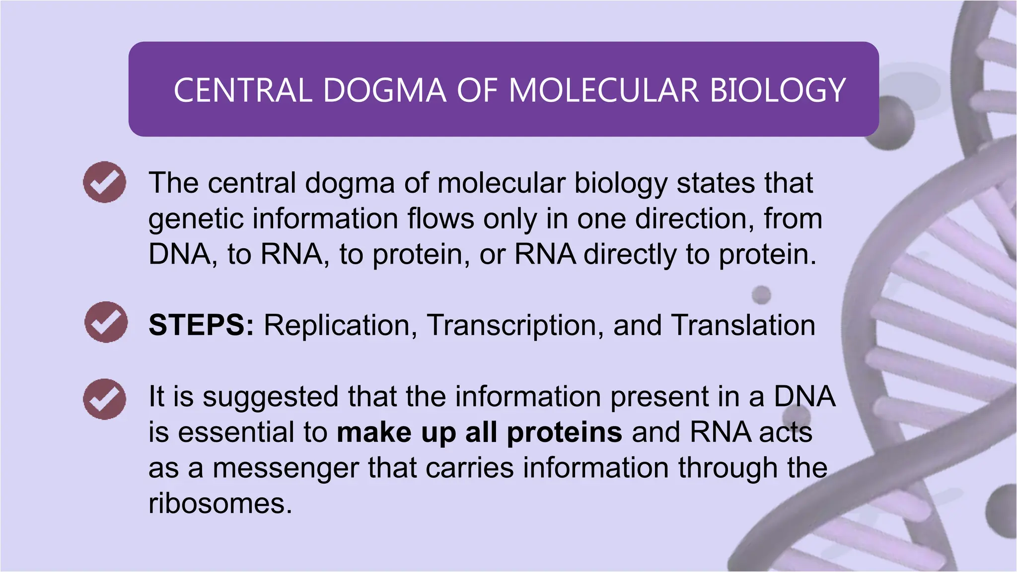 GENETICS- CENTRAL DOGMA OF MOLECULAR BIOLOGY | PPT