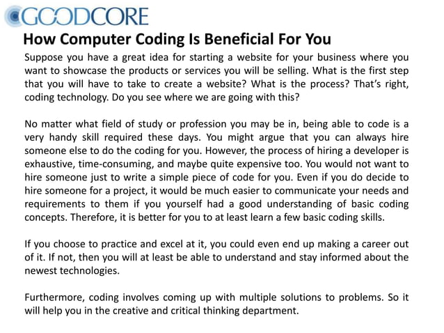 What Is Coding And Why Should You Learn It? | PPTX | Programming ...