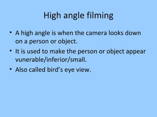 Camera movement and angles | PPT | Photography | Arts and Crafts