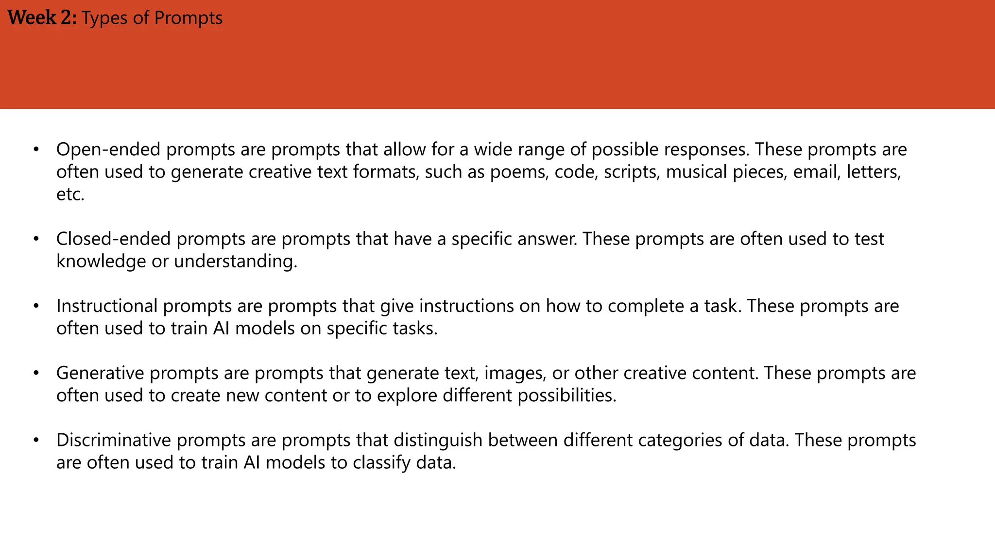 Types of Prompts (Artificial Intelligence) | PPTX